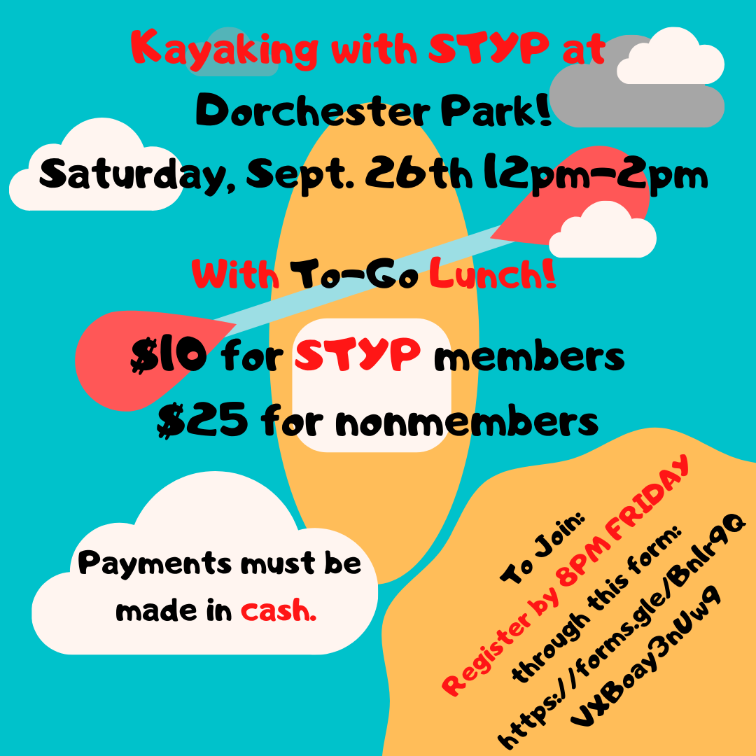 Kayaking with STYP at Dorchester Park; with to-go Lunch! Sept. 26th 12 ...